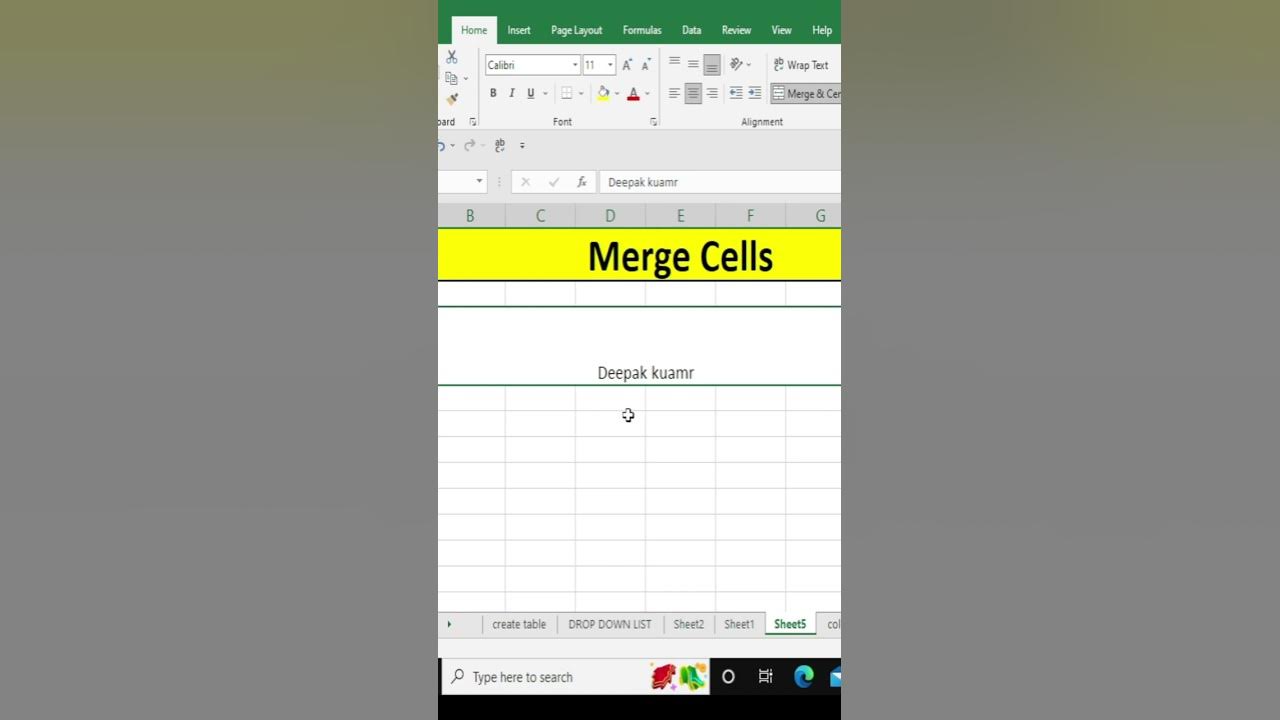 Excel me Cell Ko Kaise Merge kare // Merge Cell // By Learning Master - YouTube