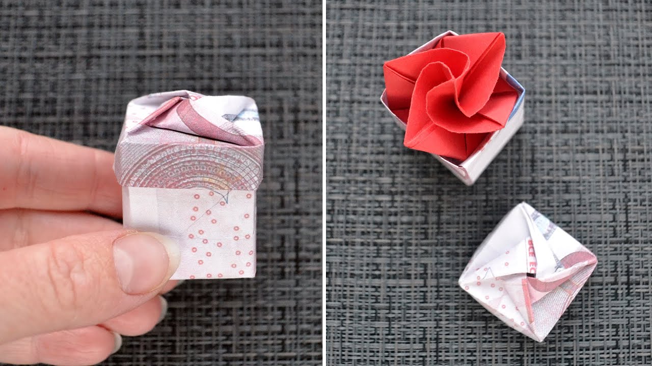 Origami GESCHENKBOX MIT DECKEL Geldgeschenk GELD FALTEN | Money GIFT ...
