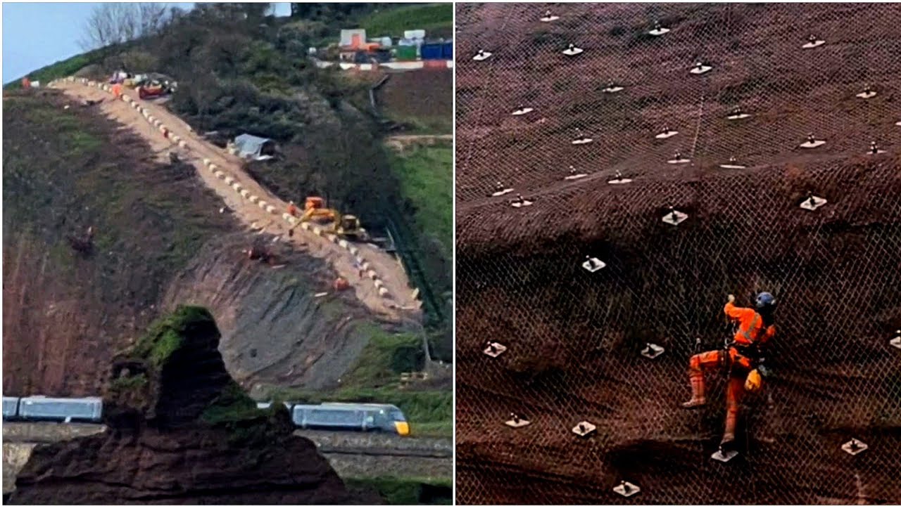 Cliff stabilisation works at Dawlish 🌊 Easter 2024 🐣 - YouTube