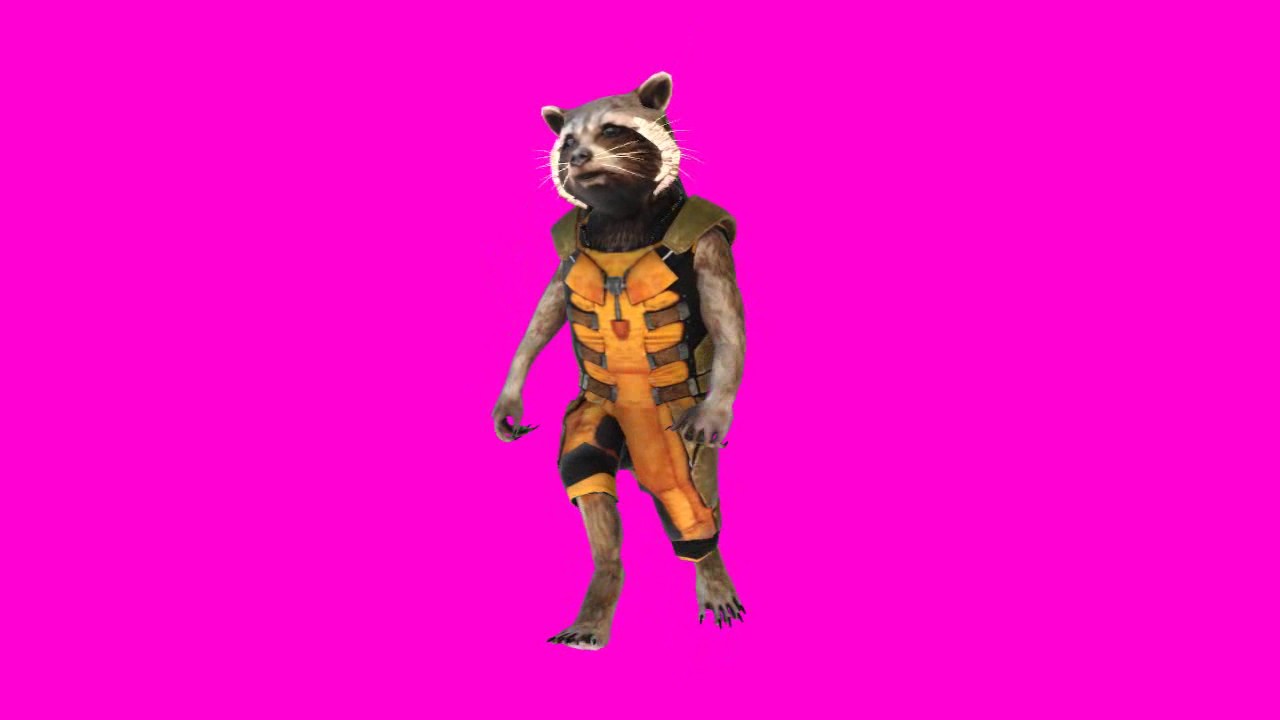 rocket raccoon walk animated front Guardians of the Galaxy chroma - YouTube