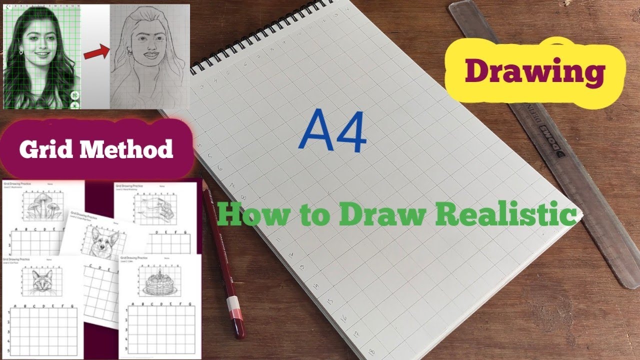 How to make grid lines for drawing on A4 size sheet 😀 || Grid Method ...