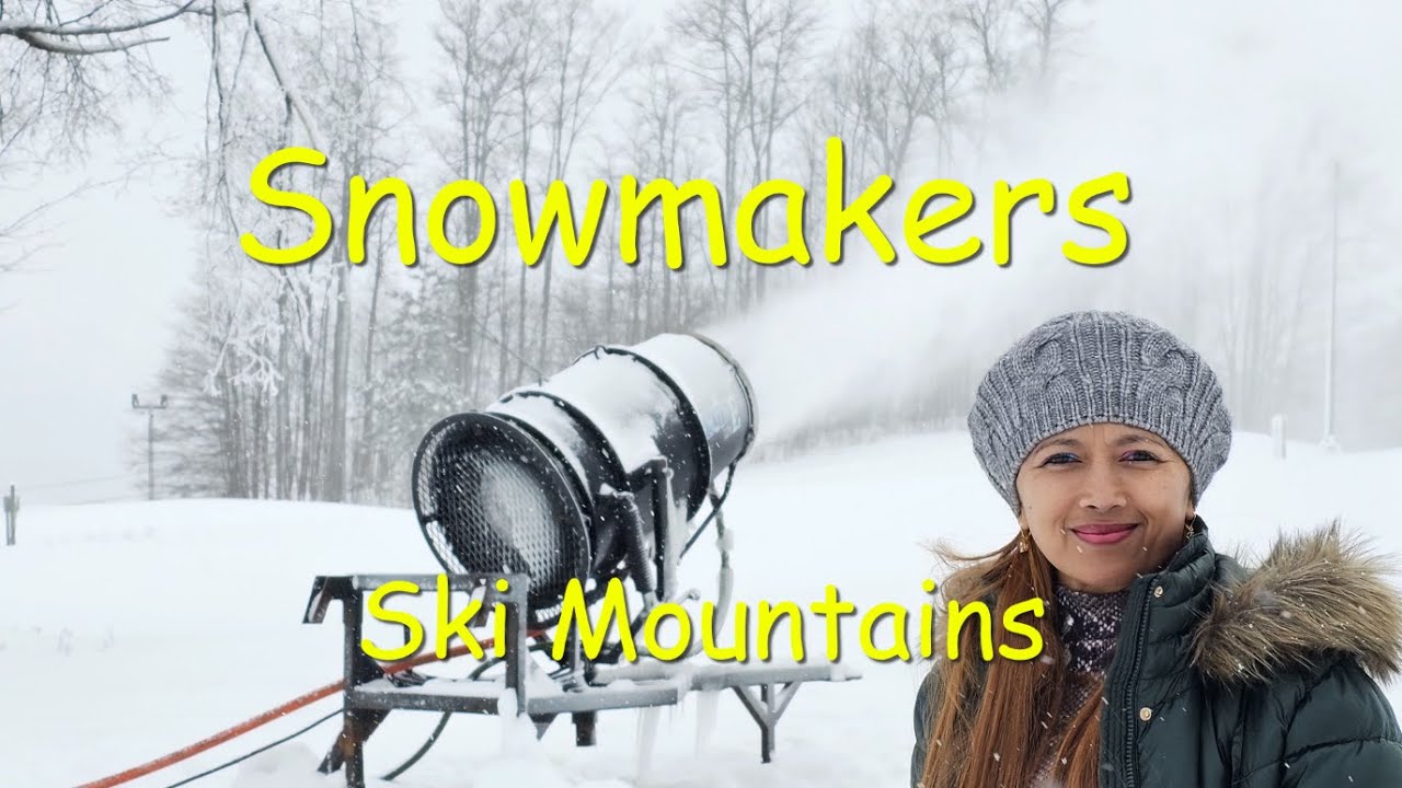 Snowmakers on ski mountain - YouTube