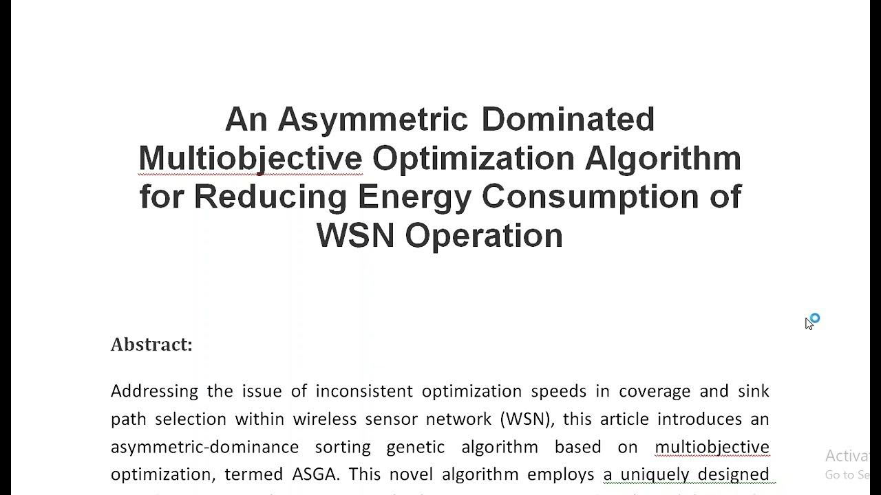 An Asymmetric Dominated Multiobjective Optimization Algorithm for Reducing Energy Consumption of ...