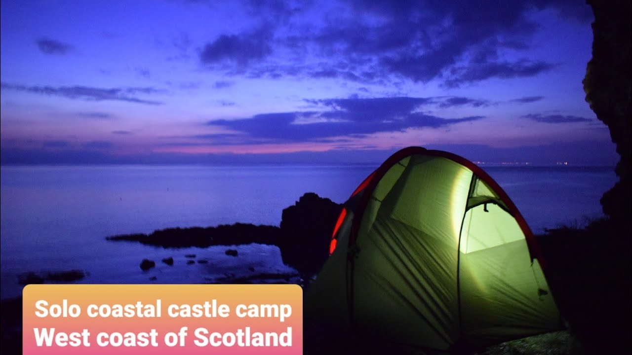 Wild camping Scotland. Coastal castle camp. Solo camping. Outdoor ...