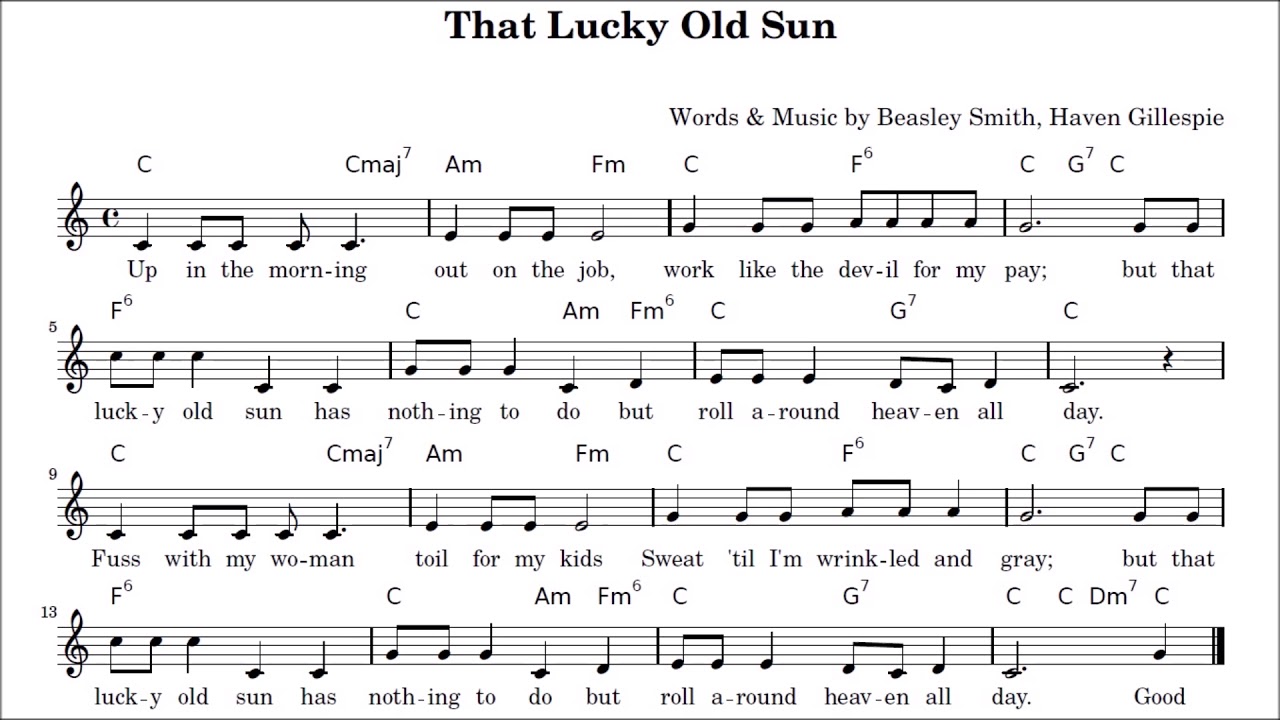 "That Lucky Old Sun" Beasley Smith, Haven Gillespie - YouTube