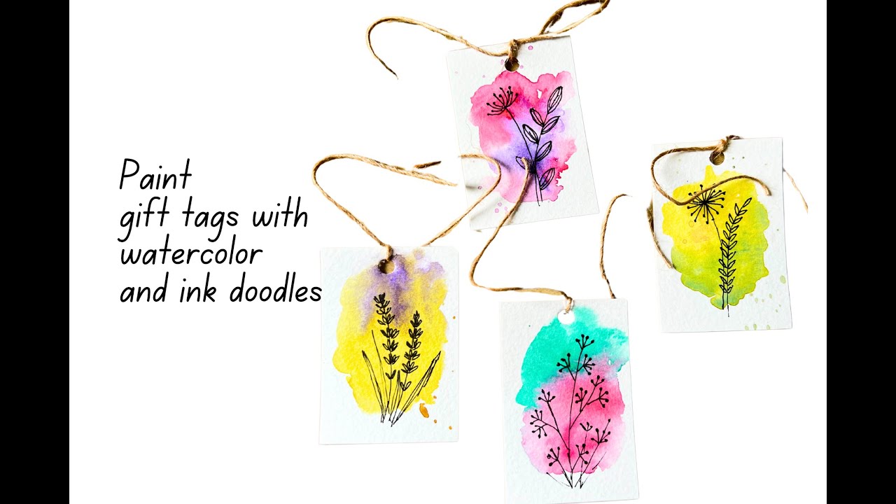 DIY Watercolor & Ink Doodle Gift Tags | Easy Step-by-Step Tutorial ...