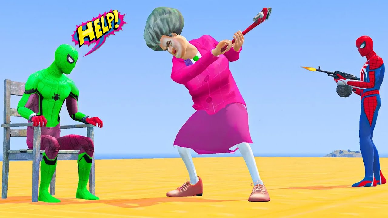 Scary Teacher 3D:Colorful Spider Men Attacked in Factory by Evil ...