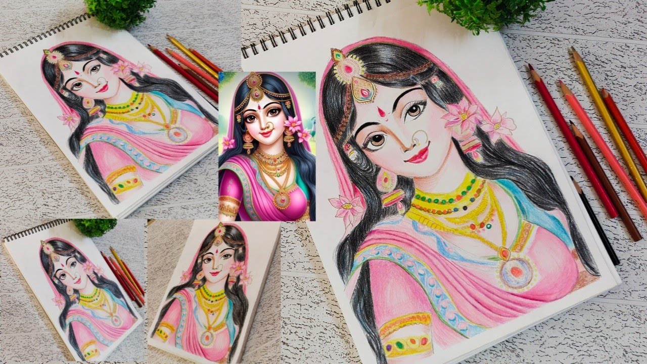Radha Drawing || Radha Rani drawing || Drawing of radha rani😀 - YouTube