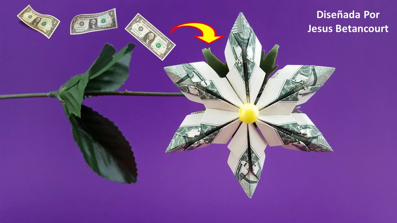 Como hacer una flor de 3 billetes de un dolar - YouTube