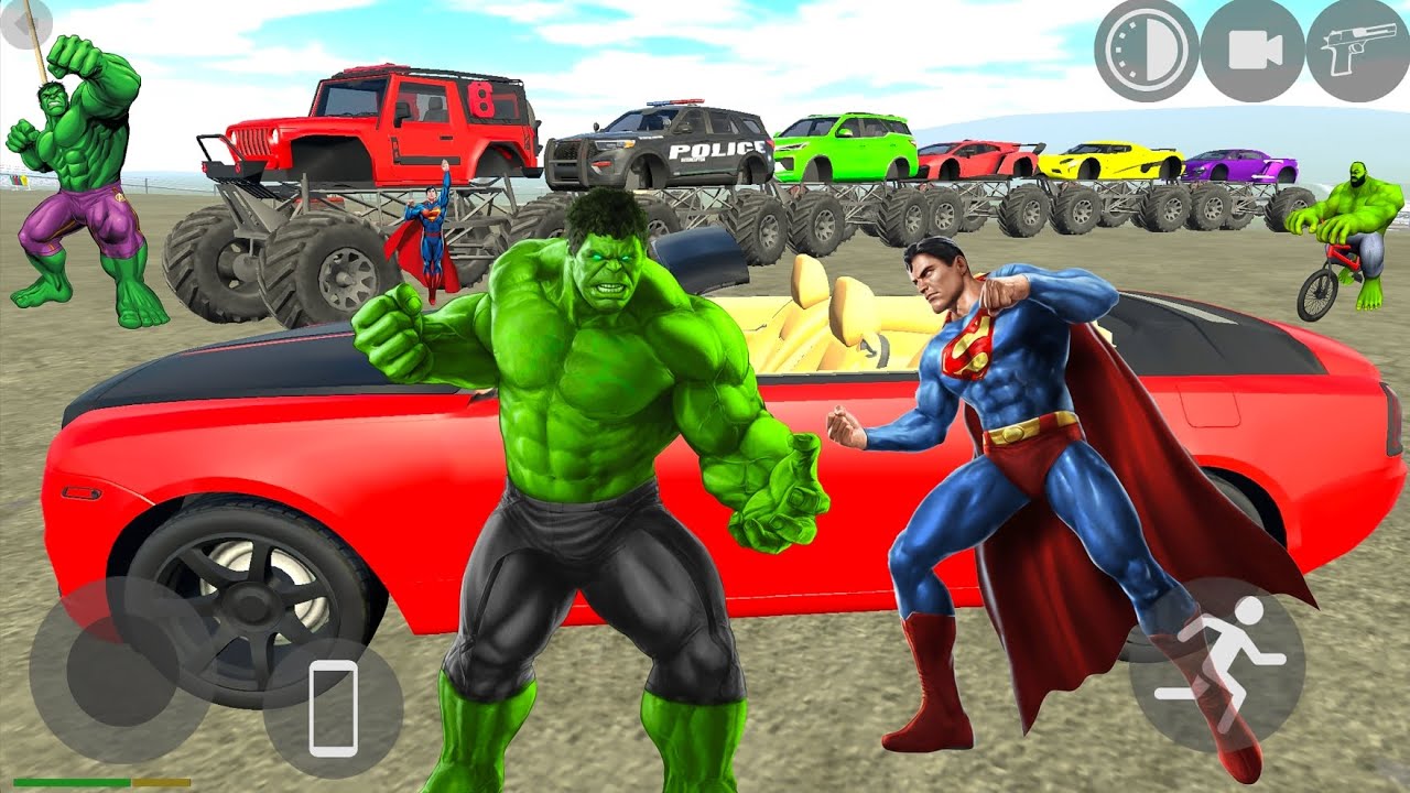 Super-Man and Hulk Driving Rolls Royce Car Monster Trucks & UFO ...