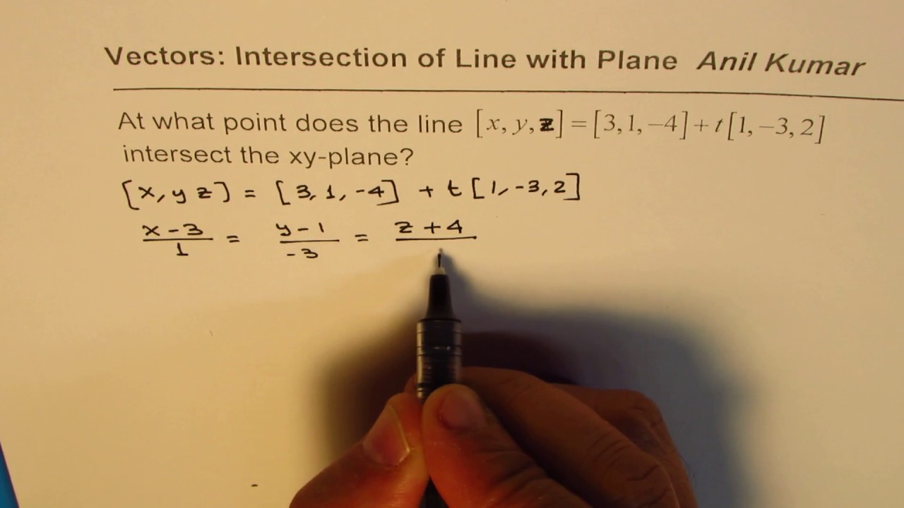 Intersection Of Line With Xy Plane In Vectors Three Space YouTube