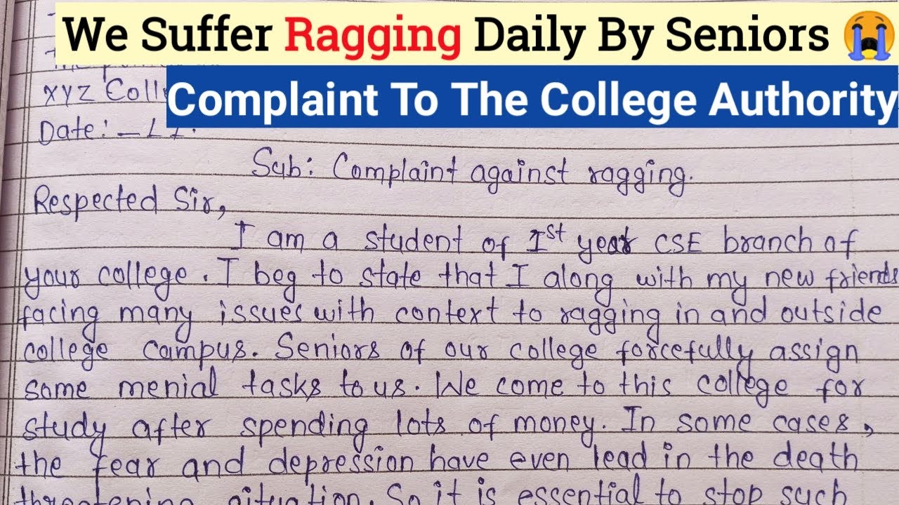 Complaint Against Ragging In English | How To Complain About Ragging In ...
