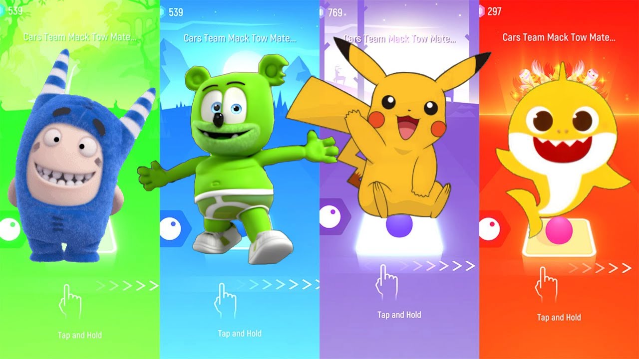 Oddbods Pogo🆚Gummy Bears🆚Picachoo🆚Baby Shark - Tiles Hop. - YouTube