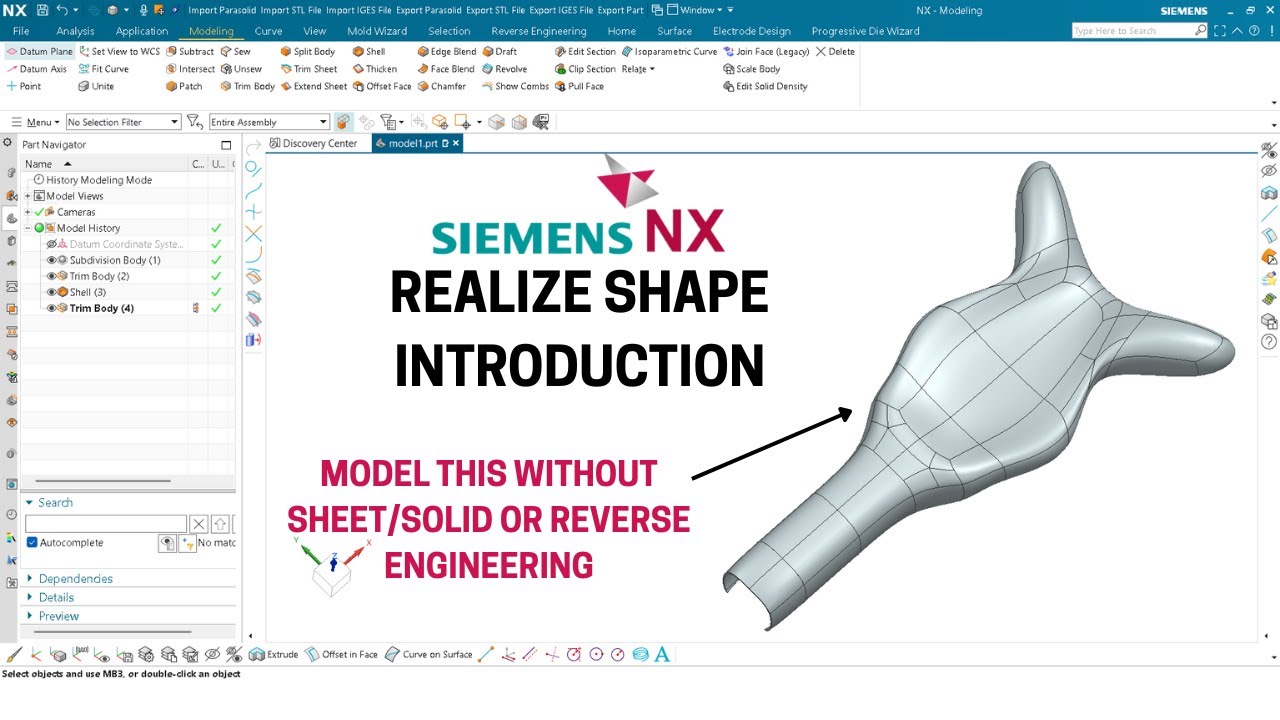 HINDI | 251. NX Realize Shape Introduction | More Courses Below in ...