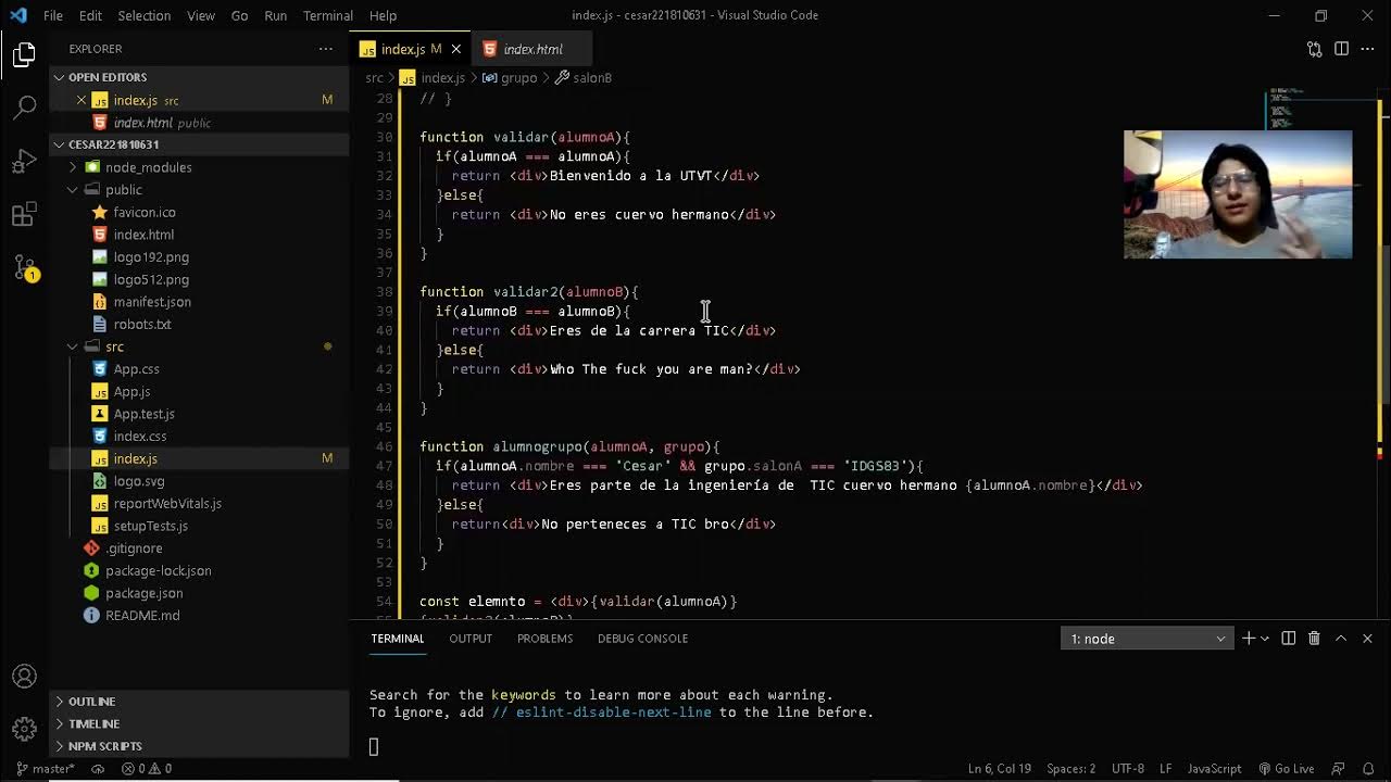 TAREA 1 MI PRIMER HOLA MUNDO REACT Y PROGRAMACION JSX REACT SANCHEZ ...