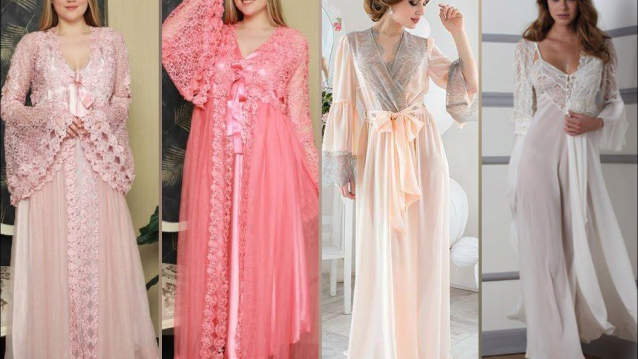 beautiful bridal comfortable silky night gown designing - YouTube