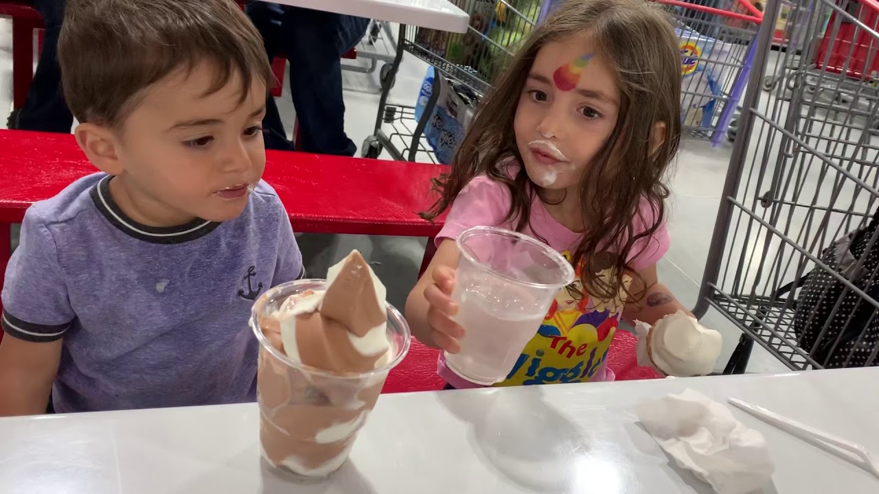 Saba and Matin - enjoying costco ice-cream - YouTube