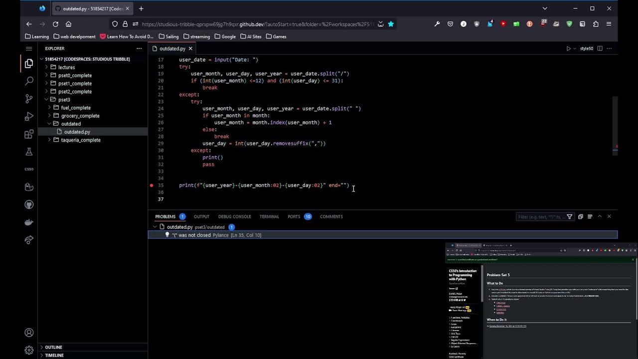 CS50P - Problem Set 3 - Outdated - YouTube