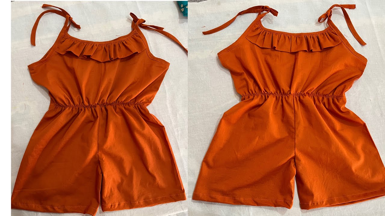 Baby jumping suit cutting and stitching// baby romper cutting and ...