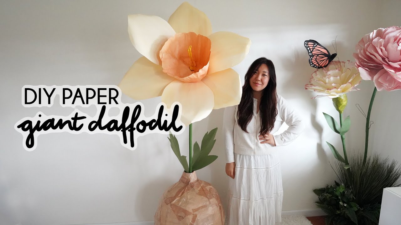 Giant Paper Daffodil 🌼 Diy Learn How To Make Standing Paper Flower