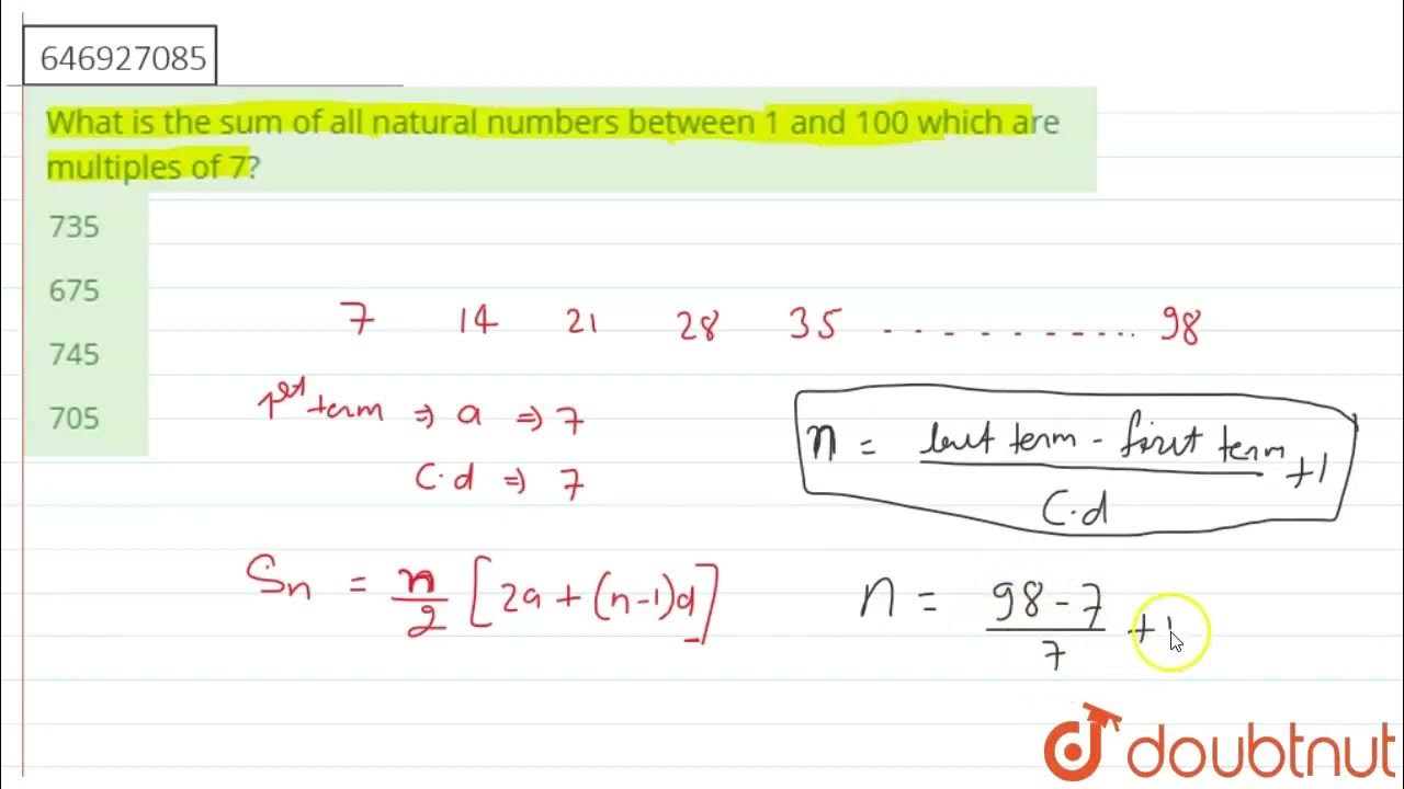 What is the sum of all natural numbers between 1 and 100 which are ...