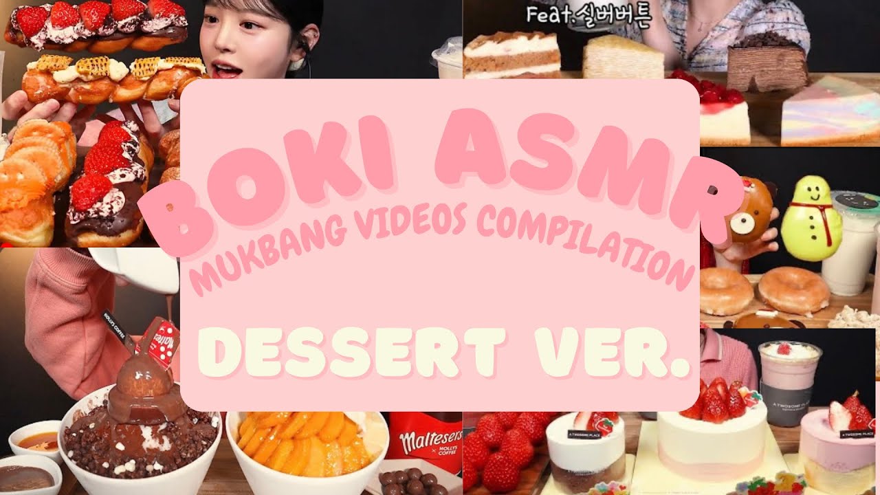 BOKI ASMR: DESSERT MUKBANG VIDEO COMPILATION || Donuts, Bingsu, Cake ...