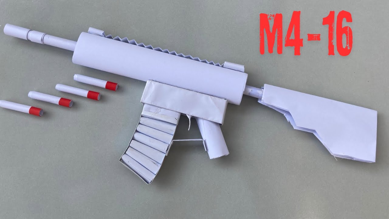 How to make paper m4 16 gun | origami paper gun tutorial - YouTube