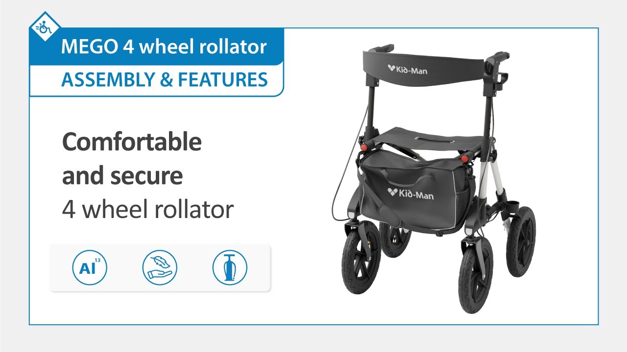MEGO 4 wheel rollator - assembly & features | Kid-Man® - YouTube