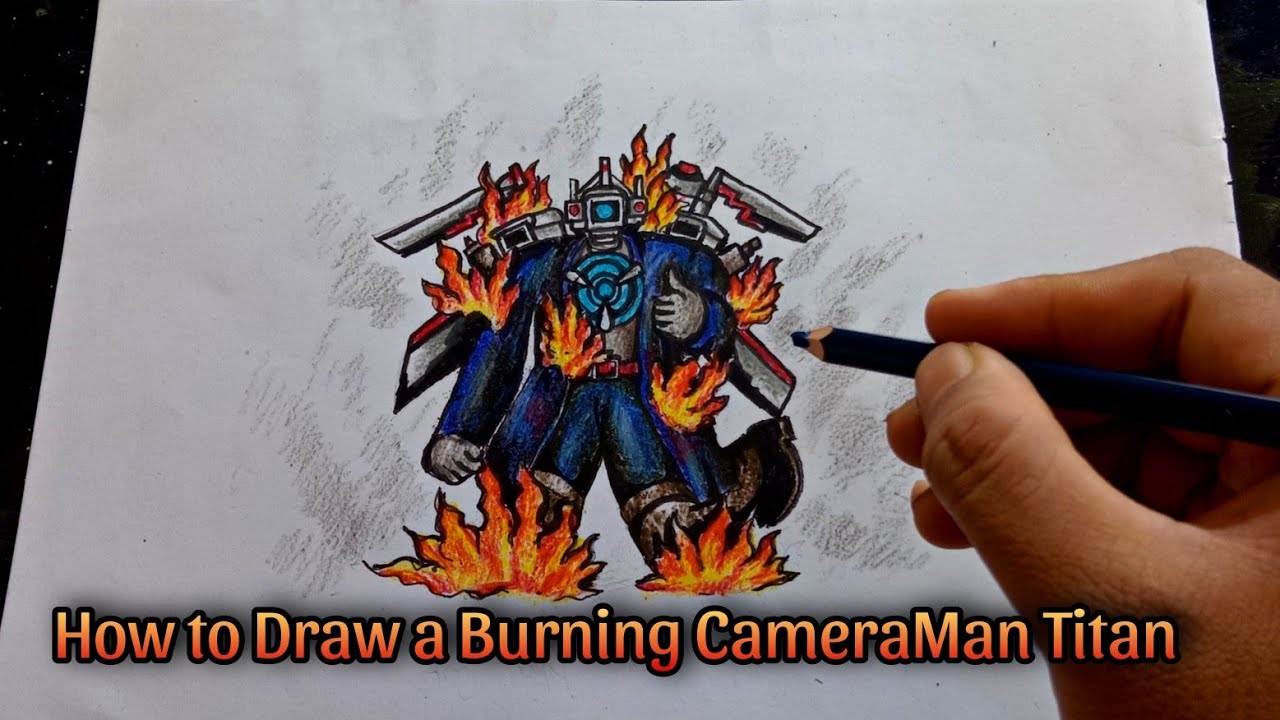 How to Draw a Burning CameraMan Titan @DaFuqBoom #skibiditoilet # ...