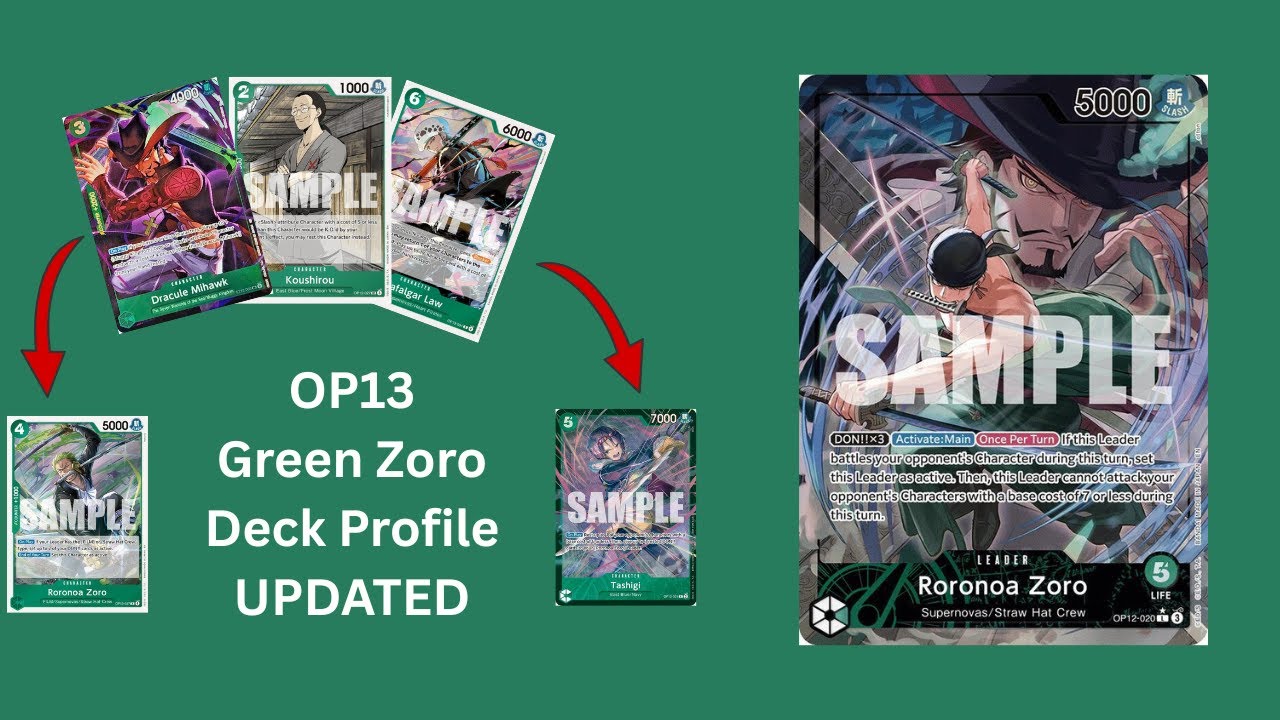 [OP-13] GREEN ZORO DECK LIST! UPDATED! - YouTube