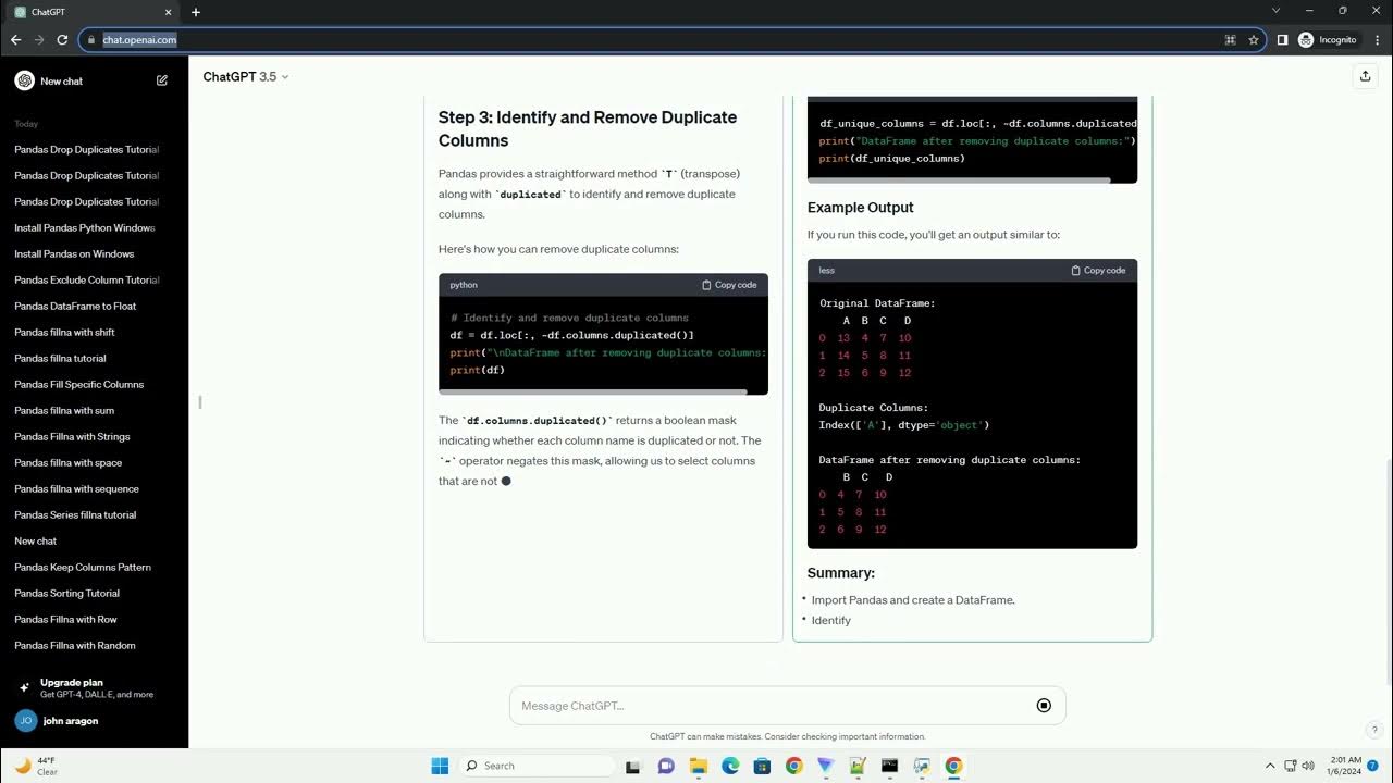 Pandas Remove Duplicate Columns Same Name Youtube