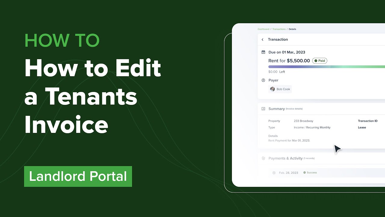 How to edit a tenants invoice (Landlord) | Rent Collection App - YouTube
