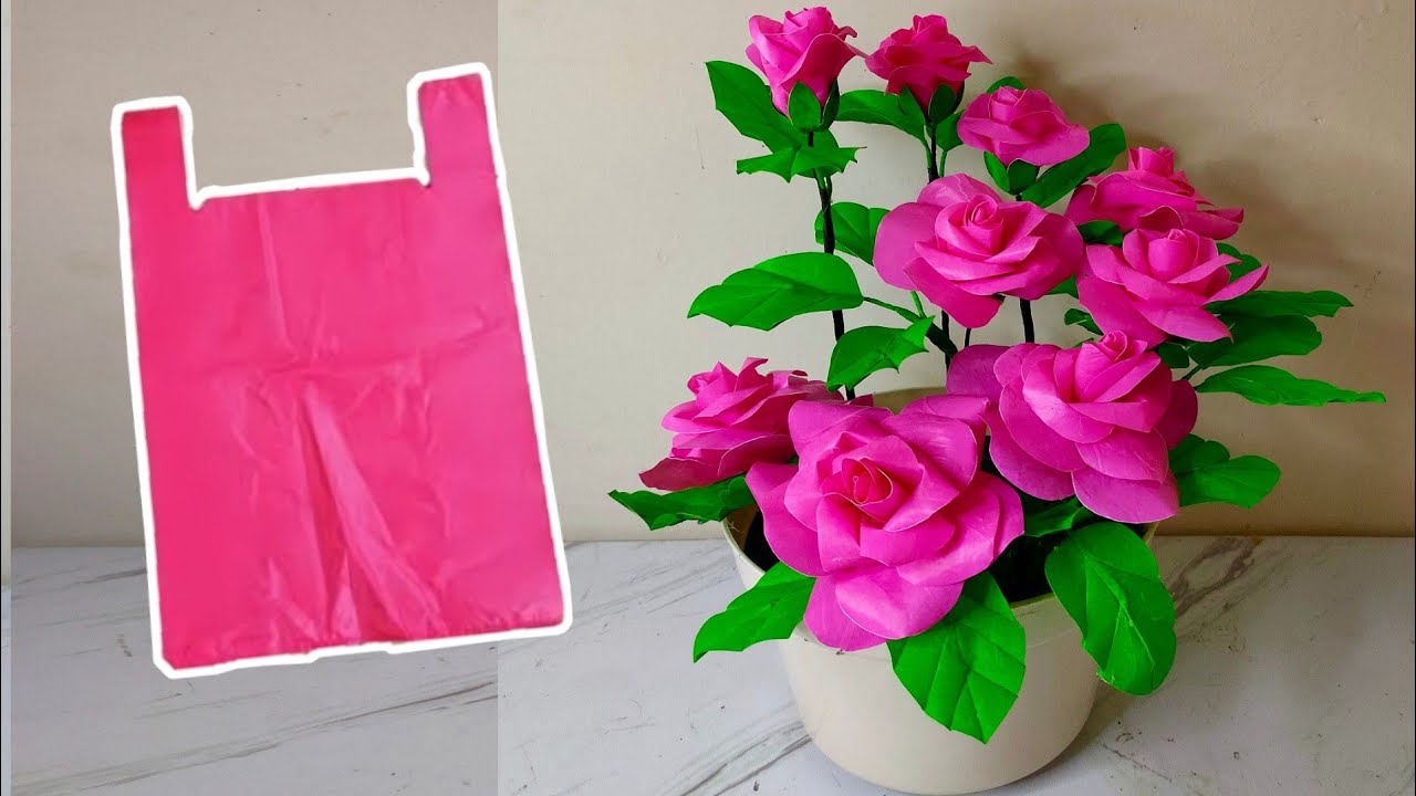 DIY Tutorial cara membuat Bunga Mawar dari Plastik Kresek | How to make ...