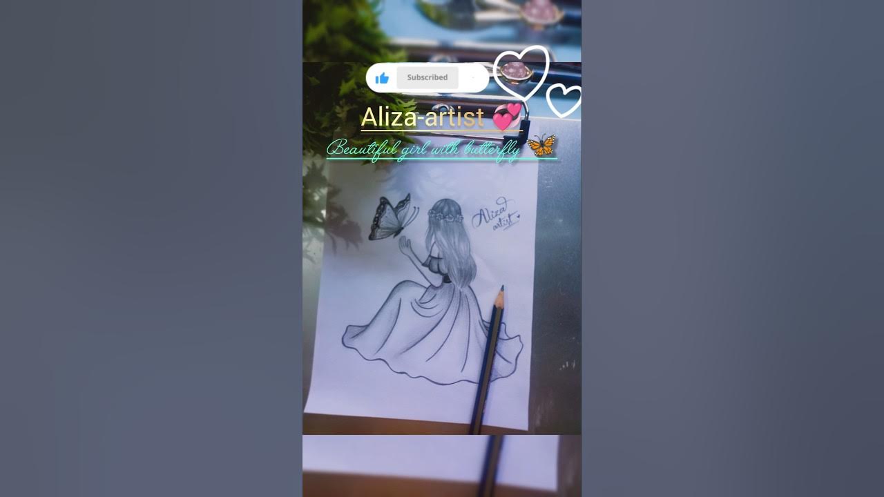 Beautiful girl with butterfly 🦋 drawing||#shorts#viralshort#trending#drawing #cutegirl#@Aliza ...