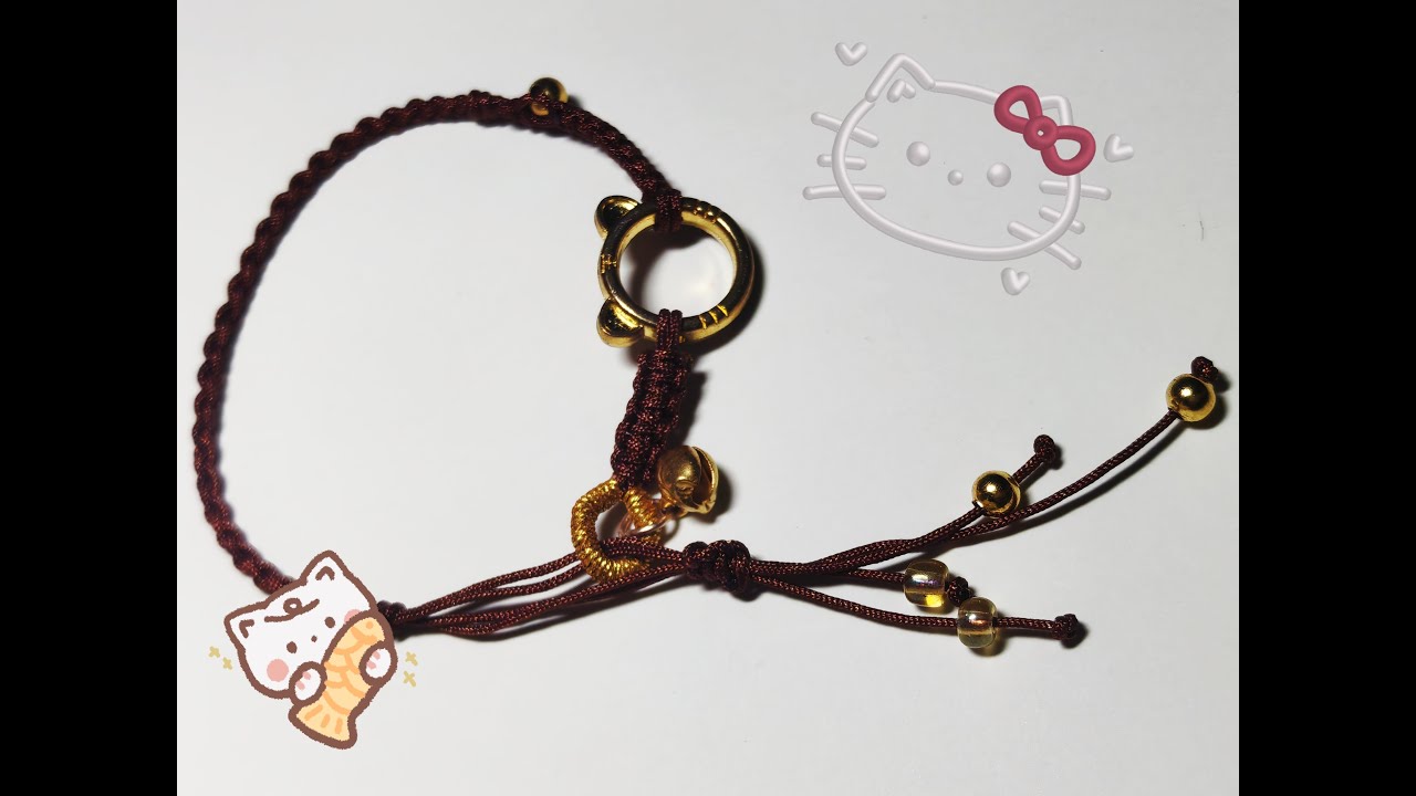 Flat knot snake knot four-strand braid Lucky kitten peace buckle ...