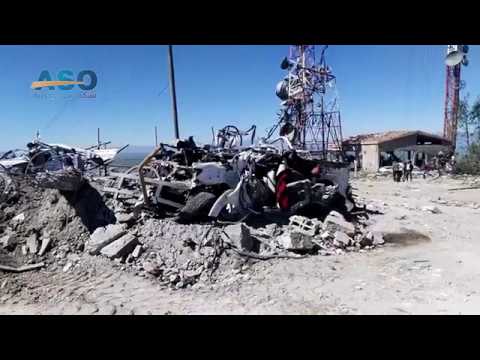 اثار القصف الجوي التركي على مواقع وحدات الحماية الشعبية في المالكية