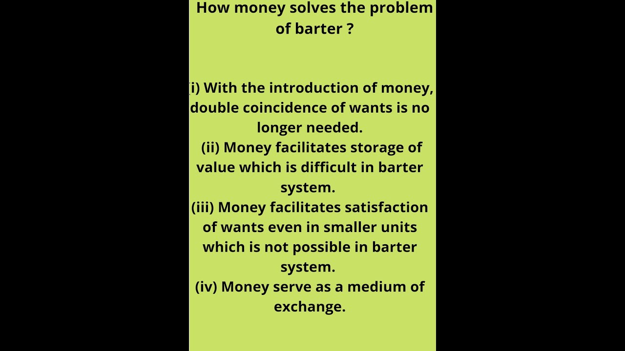 How money solves the problem of barter system - YouTube