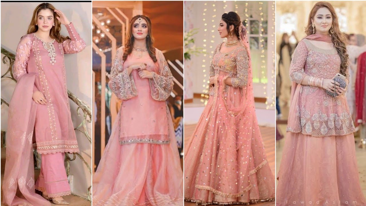 Beautiful Baby Pink Colour Dress Desings||Pink Colour Combination Ideas ...