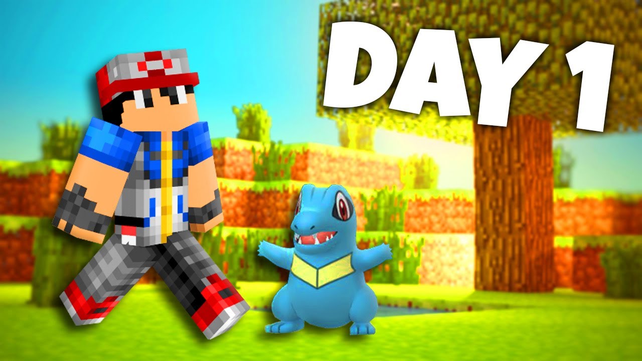 Surviving on Minecraft Pixelmon for 100 Days (DAY 1) - YouTube
