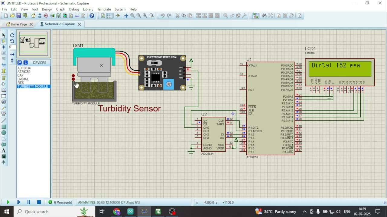 Dirtiness of Water Sensor interface with 8051 in proteus#8051 # ...