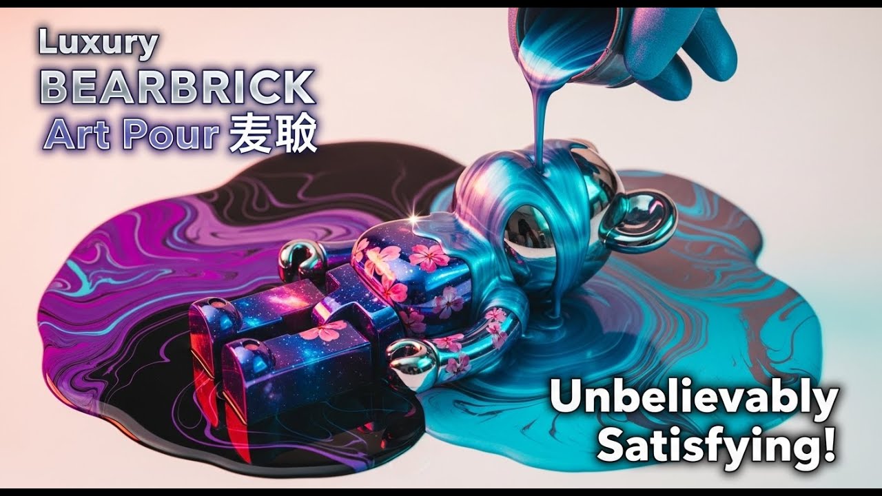 Luxury BEARBRICK Paint Pour — The Most Beautiful Custom Ever! - YouTube