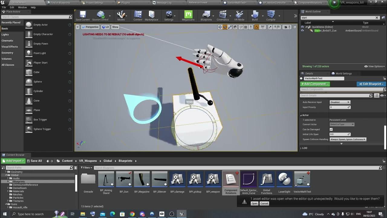 Unreal VR lever relative rotation fix - YouTube