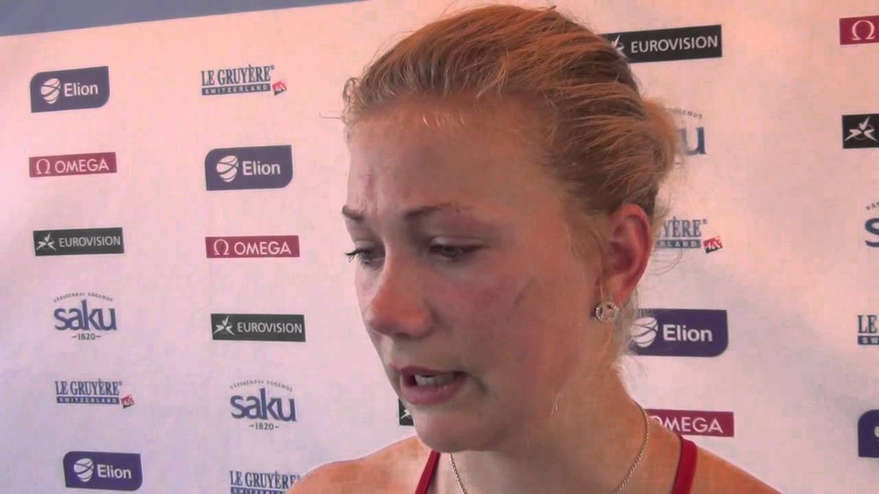 Isabelle Pedersen (NOR) after winning silver in 100m hurdles - YouTube