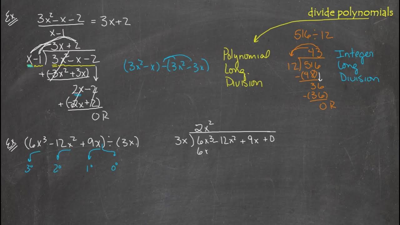 Alg 1 - 10.04 - polynomial long division - YouTube