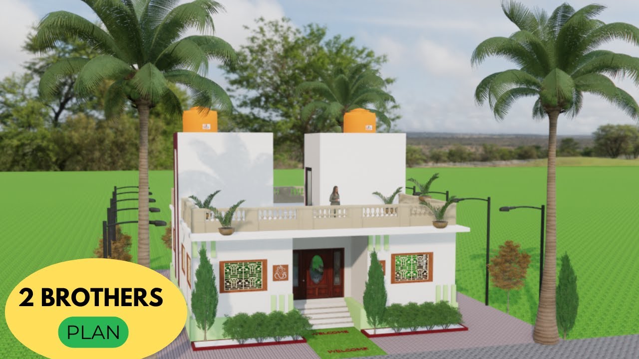 "Stunning House Plan for 2 Brothers | 2D & 3D Design with Elevation ...