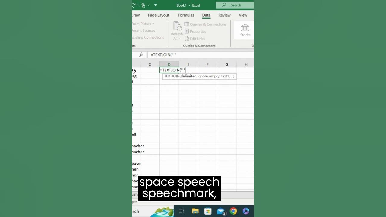 How To Join Text Together In Excel Using Textjoin Youtube
