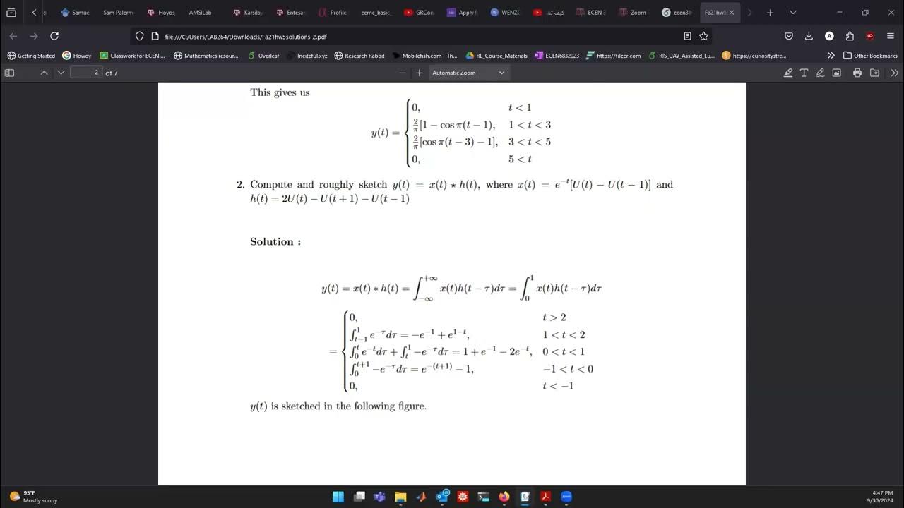 4. Example for Continuous-Time (CT) Convolution Integral - YouTube