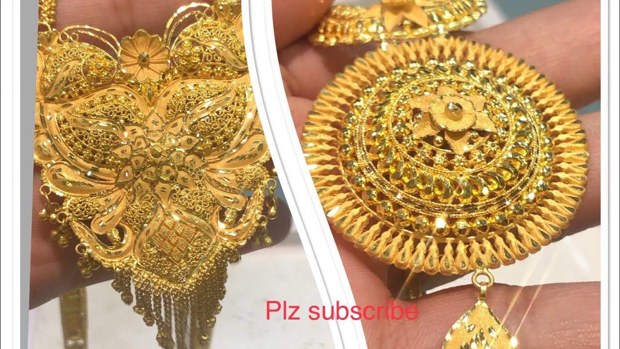 Latest gold long har designs with earrings - YouTube