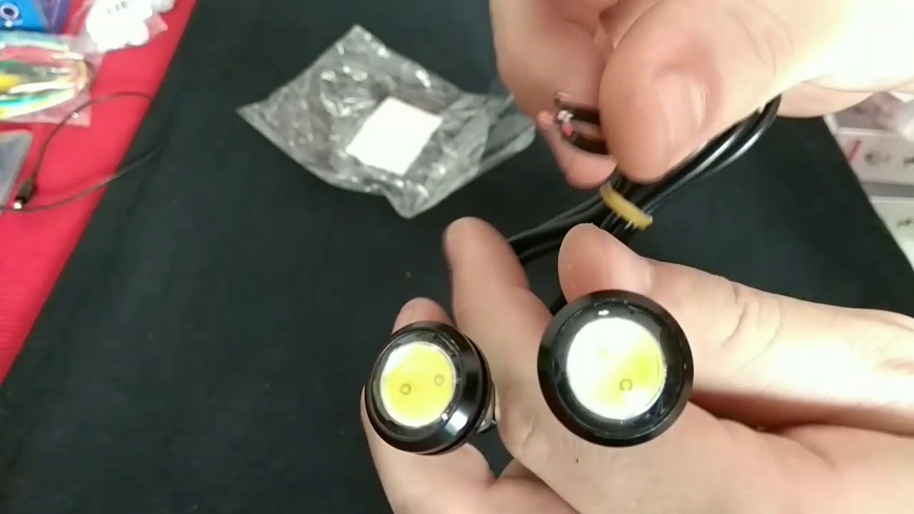 Auto 23mm Ultra-thin Waterproof Eagle Eye Light 12V - YouTube