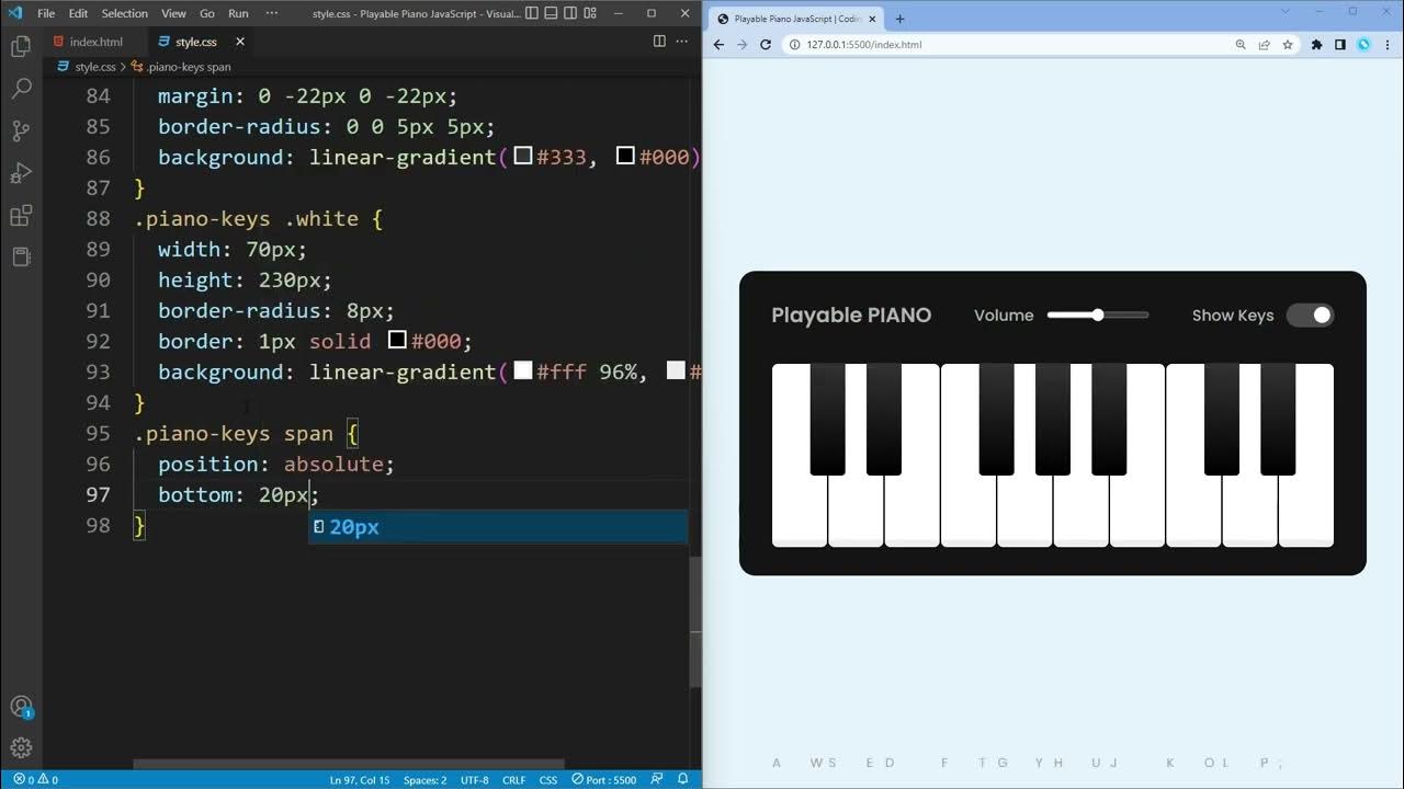 Build A Playable Piano In Html Css And Javascript Virtual Piano 🎹 In Javascript Youtube